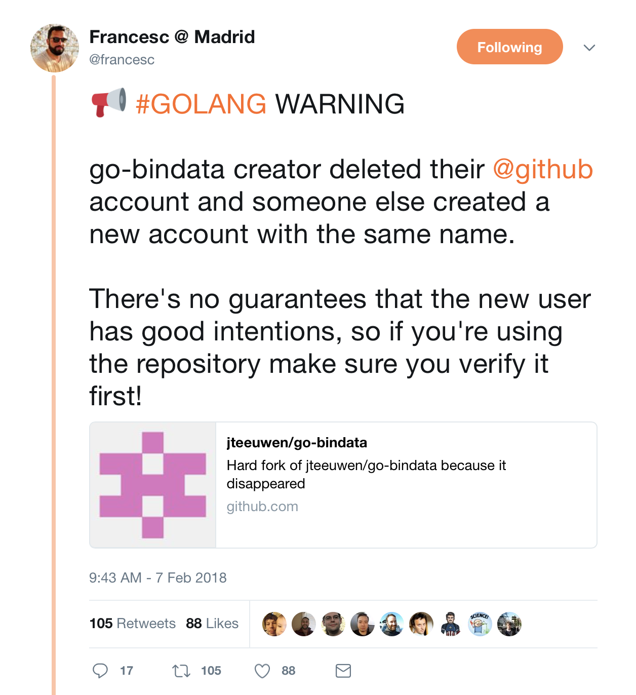 The Hijacking of a Known GitHub ID: Go-Bindata
